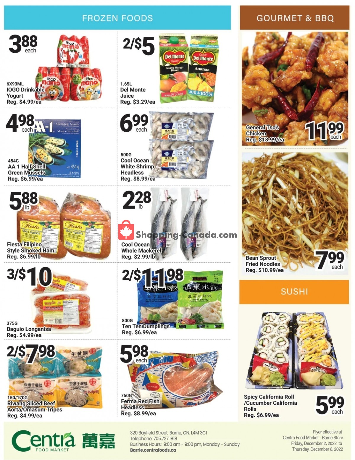 Centra Food Market Canada, flyer - (Happy Holiday's - Barrie Store ...