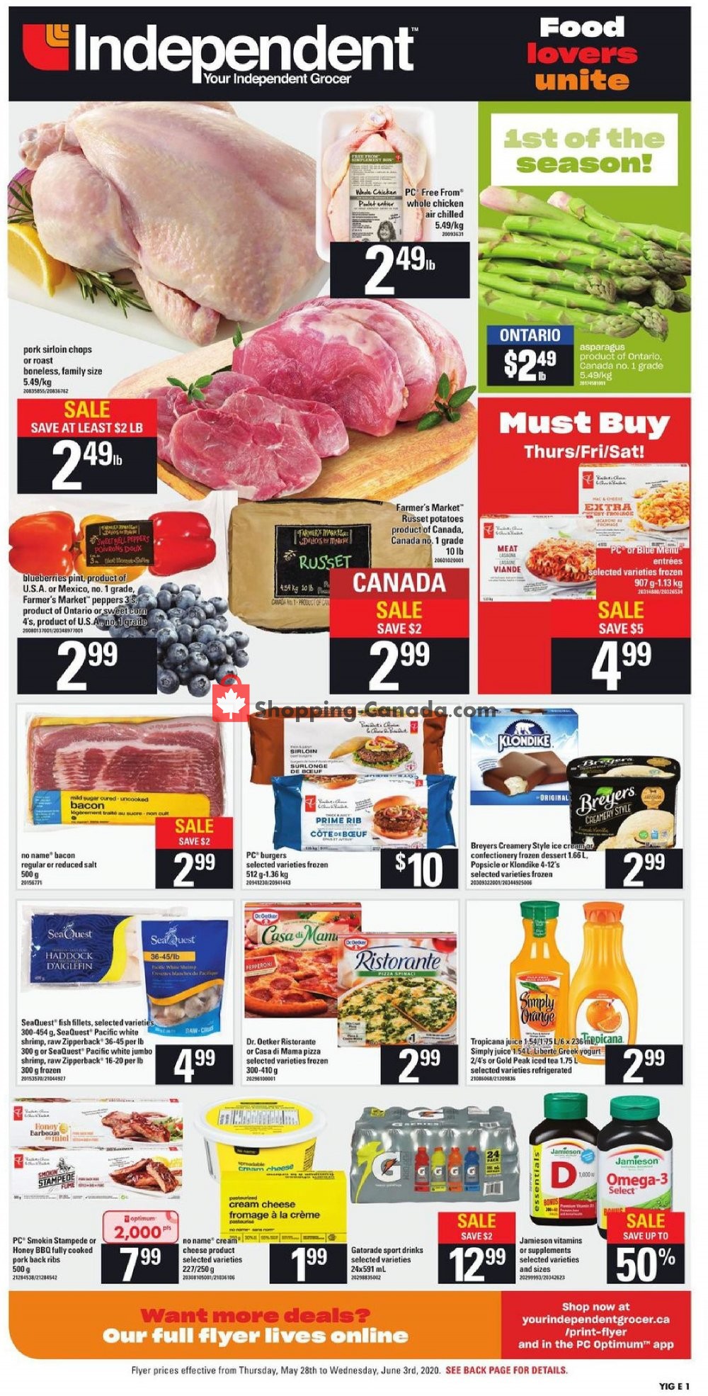 Your Independent Grocer Canada, flyer - (Food Lovers Unit): May 28 ...