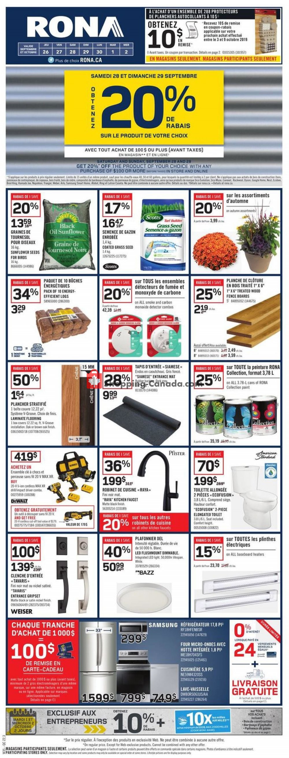 Rona Canada, flyer - (Special Offer - QC): September 26 - October 2 ...