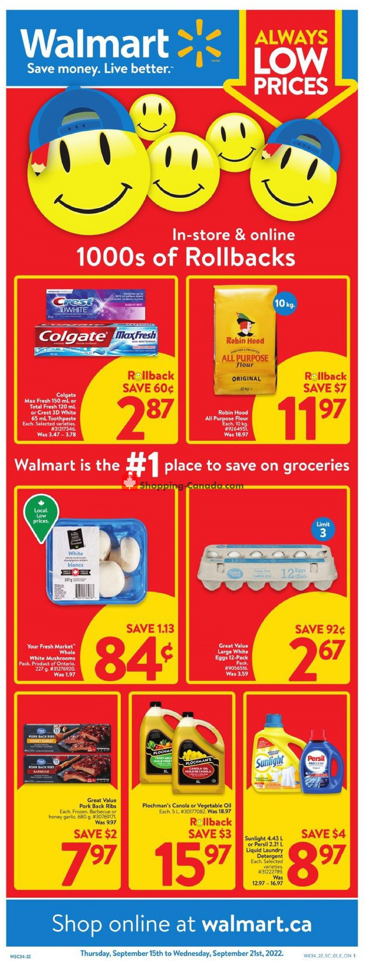 Walmart Canada, flyer - (Always Low Prices - ON): September 15 ...